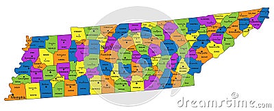 Colorful Tennessee Political Map With Clearly Labeled, Separated Layers ...
