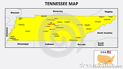 Tennessee Map. State And District Map Of Tennessee. Political Map Of ...