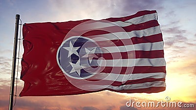 Tennessee and USA Flag on Flagpole. USA and Tennessee Mixed Flag Waving ...