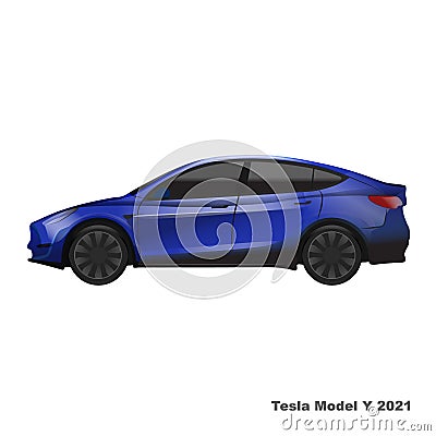 Tesla Model Y 2021 Vector Illustration | CartoonDealer.com #220863710