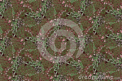 Tessellations In Green, Burgundy, Orange, Colors Generated Digitally ...