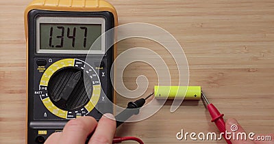 AA Battery Cell Voltage Checking Stock Footage - Video of electricity ...