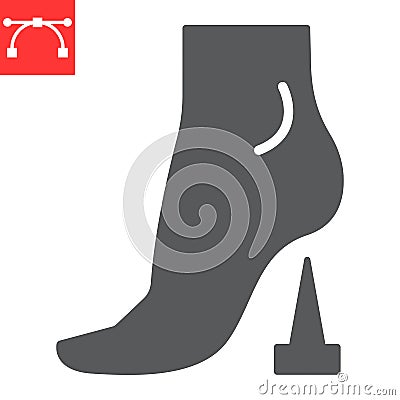 Tetanus Glyph Icon, Vaccination And Foot And Nail, Lockjaw Vector Icon ...