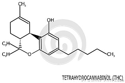 Tetrahydrocannabinol THC Molecule On A White Background. TCH Is One Of ...
