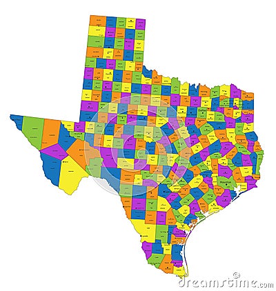 Colorful Texas Political Map With Clearly Labeled, Separated Layers ...