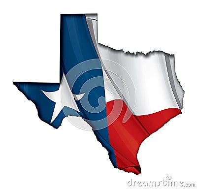 Texas Cut Out Map Inner Shadow With Flag Underneath Vector Illustration ...