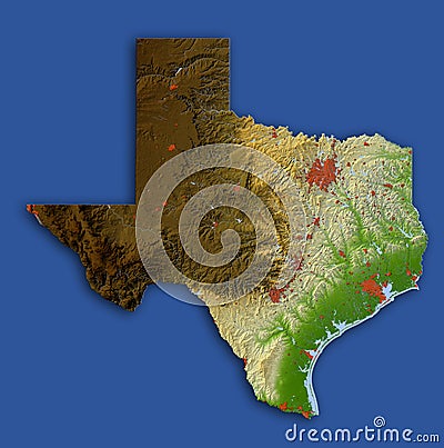 Texas, Relief Map Royalty Free Stock Images - Image: 5574029