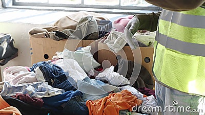 Textile Recycling Center. Sorting Textiles into Different Fibres and ...