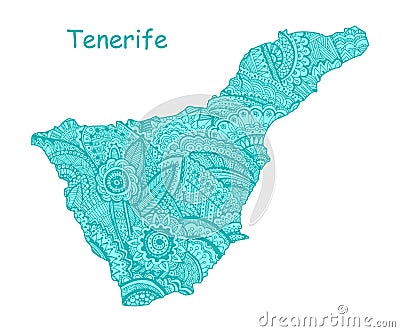 Textured Vector Map Of Tenerife. Hand Drawn Ethno Pattern, Tribal ...