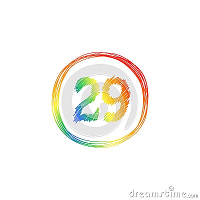 29th Anniversary Celebration. Rainbow, Multicolored Number 29 In A ...