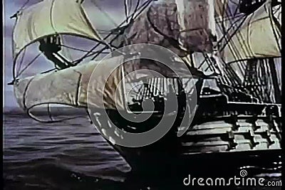 19th Century Ship Hitting Underwater Rock and Capsizing Stock Footage ...