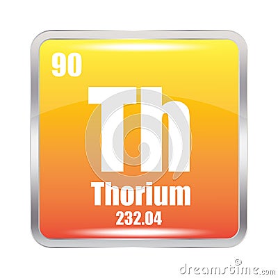 Th Icon. Thorium Element. Atomic Number 90. Mass 232.04. Orange Square ...