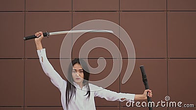 Thai Beauty Dramatically Pull Sword from Sheath, and Quickly Turn Head ...