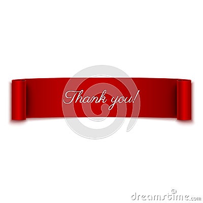 Thank You Message On Red Ribbon On White Stock Vector - Image: 48078489