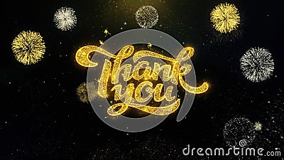 Thank You Written Gold Particles Exploding Fireworks Display Stock ...
