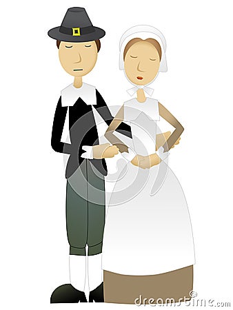 Thanksgiving Pilgrim Couple Vector Royalty Free Stock Image - Image ...