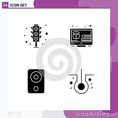 Thematic Vector Solid Glyphs And Editable Symbols Of Signal, Devices ...