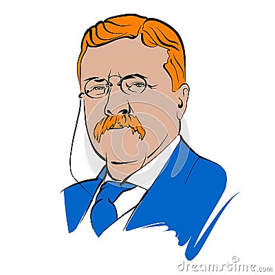 Theodore Roosevelt Vector Drawing With Colored Surfaces | CartoonDealer ...