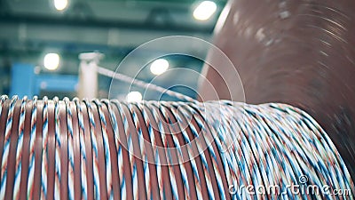 Thick Power Cable Winds To a Metal Reel Stock Footage - Video of supply ...