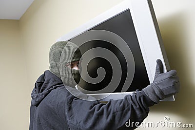Thief Stealing Flat Screen Television Royalty Free Stock Image - Image ...