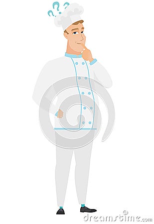 Thinking Chef Cook With Question Marks. Cartoon Vector | CartoonDealer ...