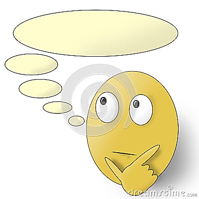 A Thinking Emoji Emoticon Smiley Face Character Looking Interested With ...