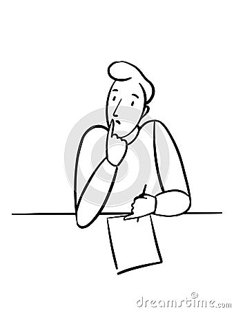 Thinking Man At Work. Hard Work With Brainstorming. Looking For ...