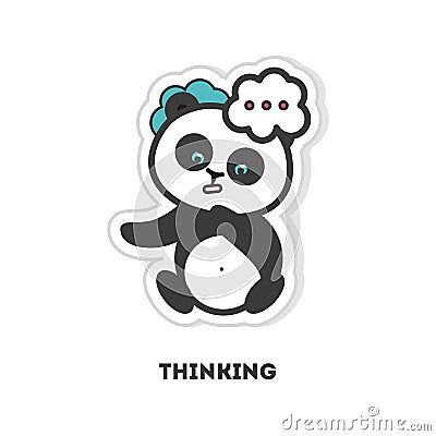 Thinking Panda Sticker. Cartoon Vector | CartoonDealer.com #90725367