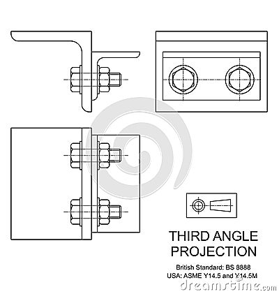 Third Angle Orthographic Projection Stock Vector - Image: 65846342