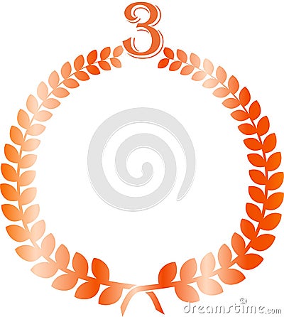 Third Place Round Frame Of Copper Laurel And Crown Cartoon Vector ...