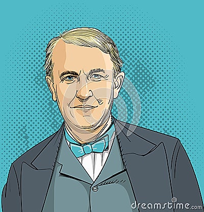 Thomas Edison Line Art Portrait, Vector | CartoonDealer.com #154828592