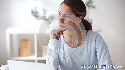 Thoughtful Doubtful Hesitant Young Woman Thinking of Problem Solution ...