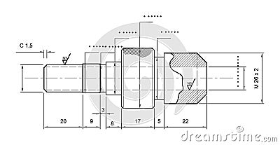 THREAD BOLT DRAWING DESIGN CAD VECTOR | CartoonDealer.com #265254588