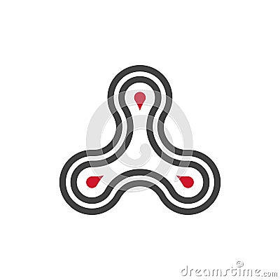 Three Arms Trio Triangle Connection Shape Symbol Cartoon Vector ...