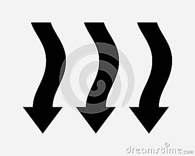 Three Arrows Pointing Point Wavy Curve Flow Descend Downwards ...