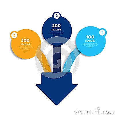 Three Arrows Merging Into One Point. Infographics Chart, Scheme Vector ...