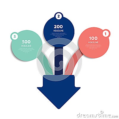 Three Arrows Merging Into One Point. Infographics Chart, Scheme Vector ...