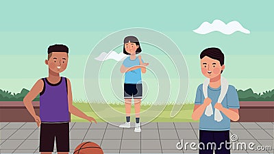 Three Athletes Practicing Sport Animation Stock Footage - Video of ...
