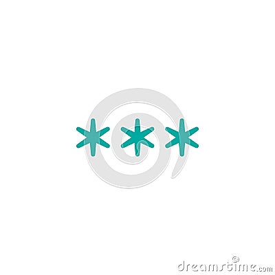 Three Blue Asterisks Footnote Icon. Password, Parol Sign. Flat Icon Of Asterisk Isolated On ...