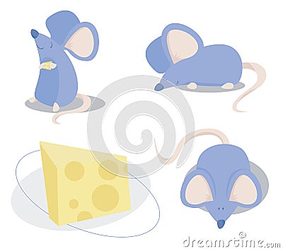 Three Blue Mice Cartoon Vector | CartoonDealer.com #40326859