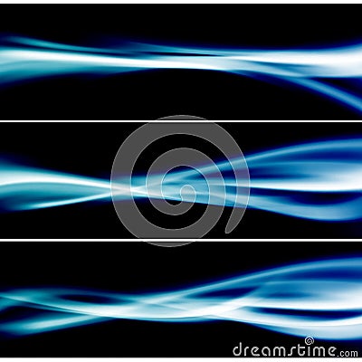 Three Bright Blue Glow Header Neon Swoosh Line Stock Vector - Image ...