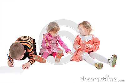Three Children Drawing Royalty-Free Stock Photo | CartoonDealer.com ...