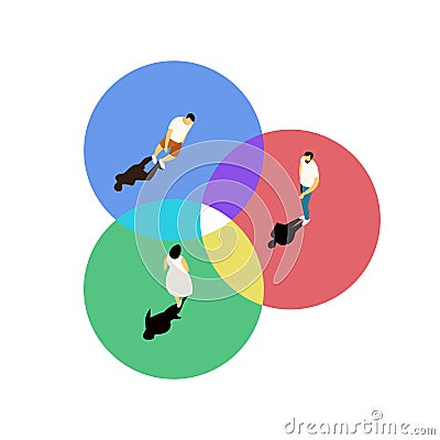 Three Circles With Different People Overlaps With Each Other As Symbol ...