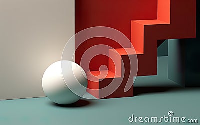 Three-dimensional Shapes Rendered In Complementary Colors, Creating A ...