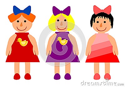 Three Dolls Royalty-Free Cartoon | CartoonDealer.com #9048791