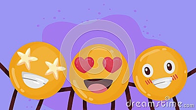 Three Emojis Posing Comic Characters Stock Video - Video of facial ...