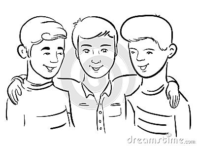 Three Friends Together - Doodle Illustration | CartoonDealer.com #154028841