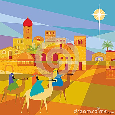 Three Kings Entering Bethlehem Stock Photography - Image: 10680062