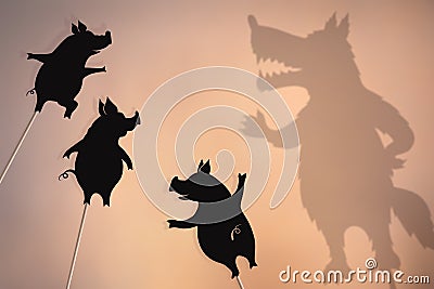 Three Little Pigs Storytelling, Shadow Puppets Stock Image ...