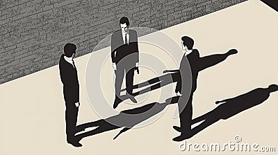 Three Men In Suits Engage In A Tense Standoff. Stock Illustration ...